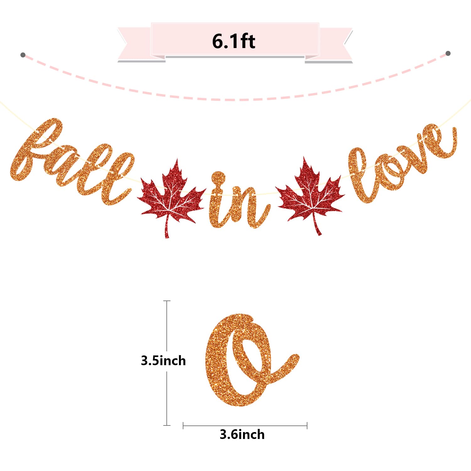 Jenrtvis Fall in Love Banner, Thanksgiving Autumn Theme Wedding Banner, Fall Season Bridal Shower Party Decoration Supplies, Fall Theme Bachelorette Party Decoration Orange & Red Glitter