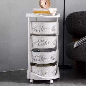 Ringmaster 4 Tier Multi-Layer Rotating Storage Rack Storage Shelves Organizer,Floor Standing Kitchen Storage Cart with Wheels,Fruit Vegetable Storage Basket Shelf for Kitchen,Living Room,Bedroom