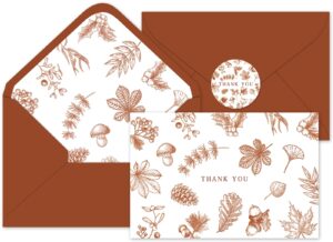 whaline 36pcs fall thank you cards with envelopes and stickers terracotta autumn leaves greeting cards blank note cards for fall thanksgiving supplies