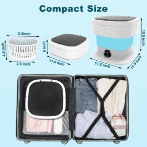 Mini Washing Machine, 12L Foldable Portable Washer and Dryer, Compact Folding Small Laundry Washer, Collapsible, Socks, Baby Clothes, Underwear, Towels, Dorm, RV, Camping Apartment, Travel (Blue)