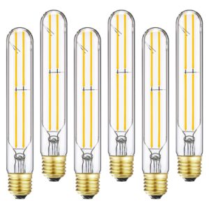 duoled 7.3 inch e26 t10 led bulb 60 watt 3000k soft white edison bulbs,6w t10 long light bulb tubular light bulb t10 bulb t9 for rustic pendant,industrial pipe,wall sconces 6 pack