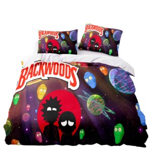 kangning backwoods bedding set bedroom set backwoods bed set 3 pieces bed set with 1 duvet cover 2 pillowcases for men (black planet,queen)