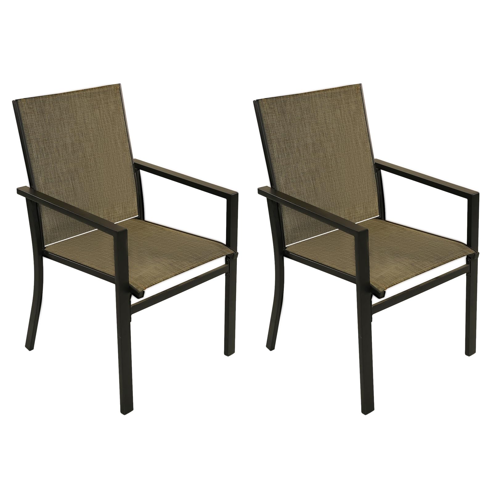 JRBIAOGE Patio Dining Chairs Set of 2, Outdoor Textilene Dining Chairs, Patio Furniture Chairs with Armrest for Backyard, Garden, Yard, Porch, Deck, Grey