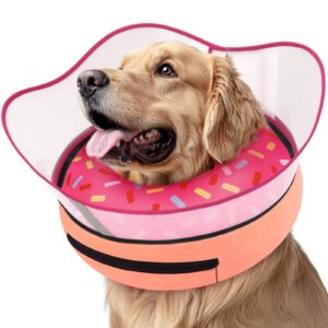 supet raised inflatable dog cone collar to stop licking, soft dog cone alternative after surgery, dog neck donut collar for small medium large dogs