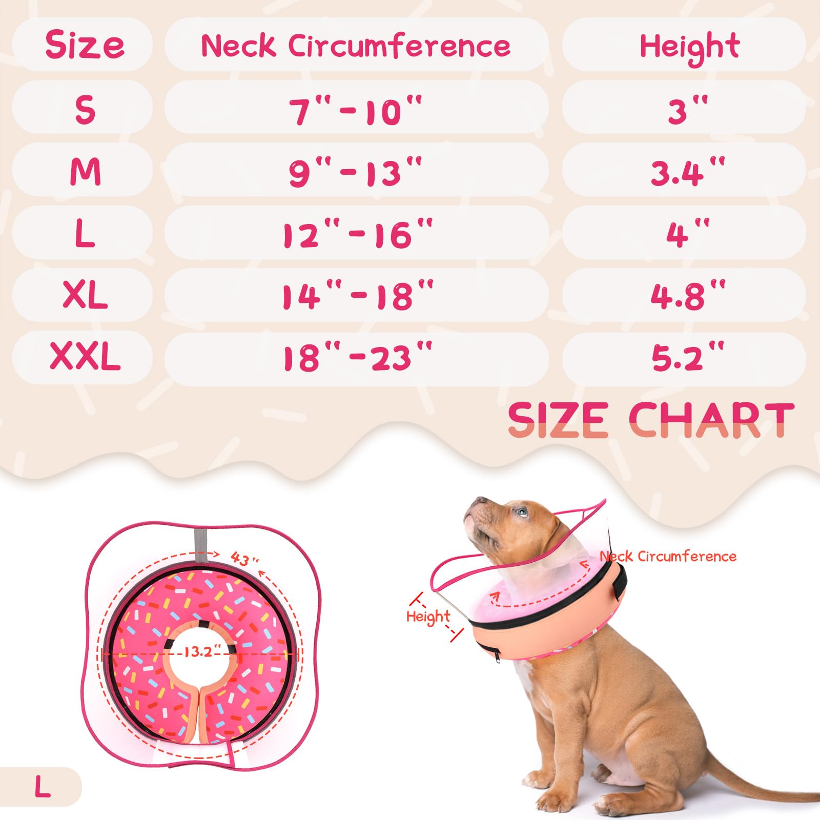 Supet Raised Inflatable Dog Cone Collar to Stop Licking, Soft Dog Cone Alternative After Surgery, Dog Neck Donut Collar for Small Medium Large Dogs