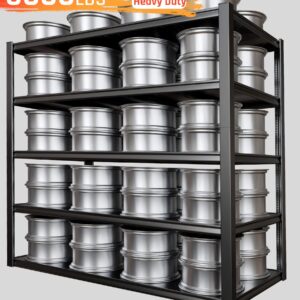 PMKES 48" W Heavy Duty Garage Shelving, 3000LBS Garage Storage Shelves 78" H Metal Shelving Adjustable, 5 Tier Shelving Unit for Storage Rack Industrial Shelving