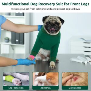 Queenmore Dog Recovery Suit for Front Legs, Adjustable Dog Leg Sleeves to Stop Licking, Breathable Suitical Recovery Sleeve for Large Dogs, Wound Care for Dogs, Green, L