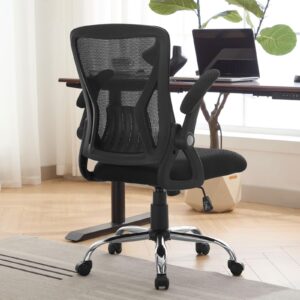 Fantasylab Ergonomic Office Desk Chair,Breathable Mesh Rolling Swivel Chair,Comfy Mid-Back Computer Chair, Sturdy and Durable Task Chair with Adjustable Flip-up Armrests for Home,Office,Bedroom