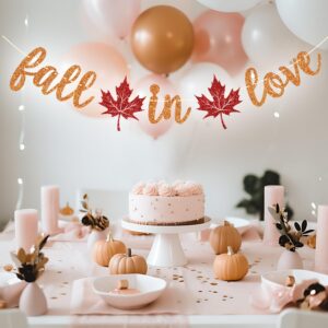 Jenrtvis Fall in Love Banner, Thanksgiving Autumn Theme Wedding Banner, Fall Season Bridal Shower Party Decoration Supplies, Fall Theme Bachelorette Party Decoration Orange & Red Glitter