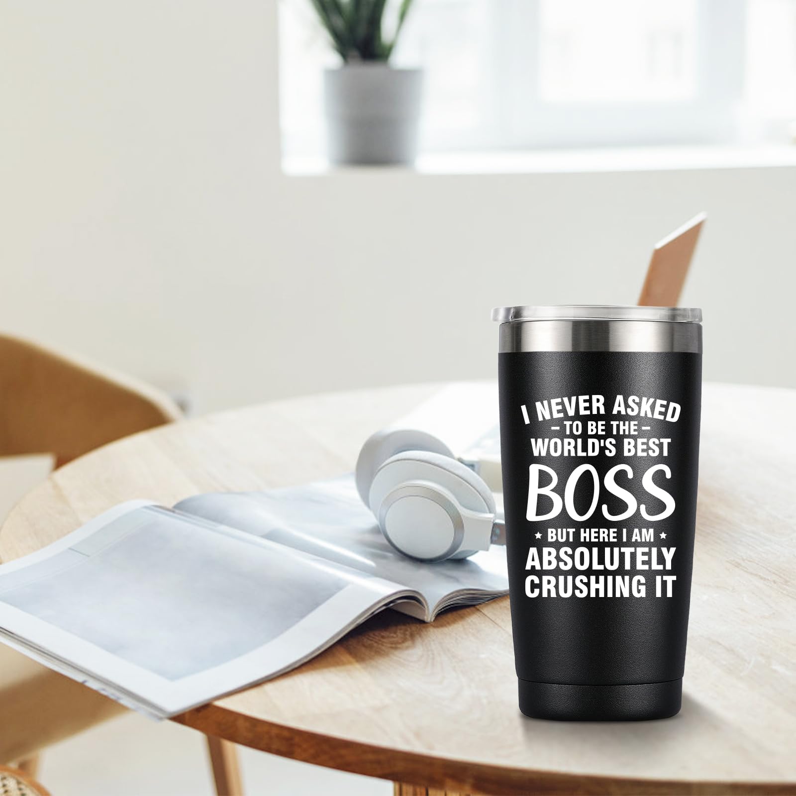 MASGALACC Boss Gifts for Men & Women - Cool World's Best Boss Day Gifts for Boss from Employees, Boss Appreciation Birthday Christmas Boss Tumbler 20oz, Black