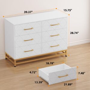 Jojoka White 6 Drawer Dresser, Wood Chest of Drawers for Bedroom, Morden Dresser for Closet, TV Stand, Living Room, Hallway, Nursery