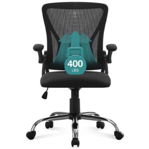 fantasylab ergonomic office desk chair,breathable mesh rolling swivel chair,comfy mid-back computer chair, sturdy and durable task chair with adjustable flip-up armrests for home,office,bedroom