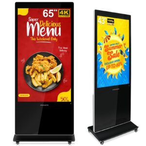 pwr4gtr 65 inch touchscreen digital signage display and 43 inch digital signage kiosk