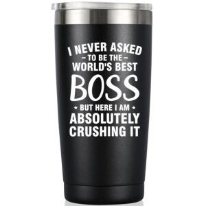 masgalacc boss gifts for men & women - cool world's best boss day gifts for boss from employees, boss appreciation birthday christmas boss tumbler 20oz, black