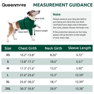 Queenmore Dog Recovery Suit for Front Legs, Adjustable Dog Leg Sleeves to Stop Licking, Breathable Suitical Recovery Sleeve for Large Dogs, Wound Care for Dogs, Green, L