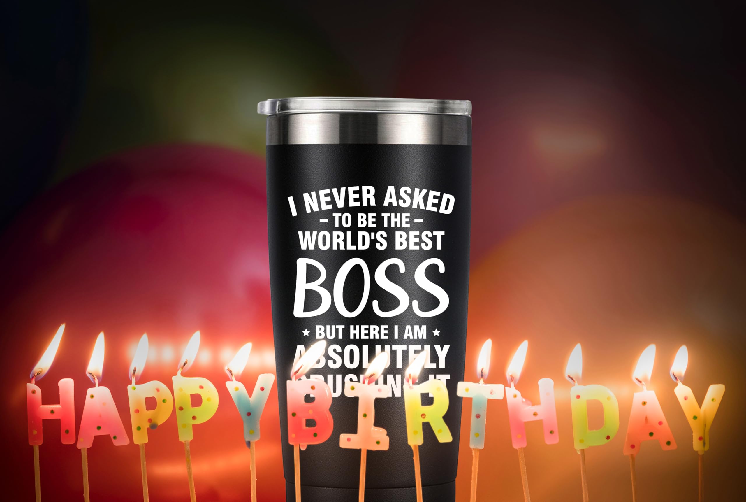 MASGALACC Boss Gifts for Men & Women - Cool World's Best Boss Day Gifts for Boss from Employees, Boss Appreciation Birthday Christmas Boss Tumbler 20oz, Black