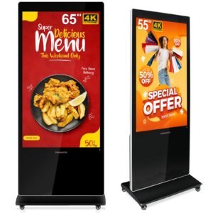 pwr4gtr 65 inch digital signage display and 55 inch touchscreen kiosk android 11.0 commercial lcd totem