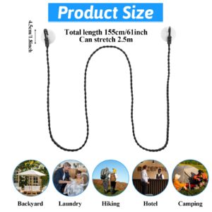 cobee Travel Clothes Line, Easy-to-Hang Clothesline with Hooks and Suction Cups Portable Retractable Clothesline for Hotels, Camping, RVs, Travel Outdoor Essentials