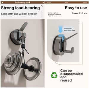 5 PCS Coat Hooks,Command Hooks,Suction Cup Hooks for Shower,Waterproof Towel Hooks,5-Pack,Screw Free,Reusable,Strong Load-Bearing,Suction Cup Hooks(Grey)