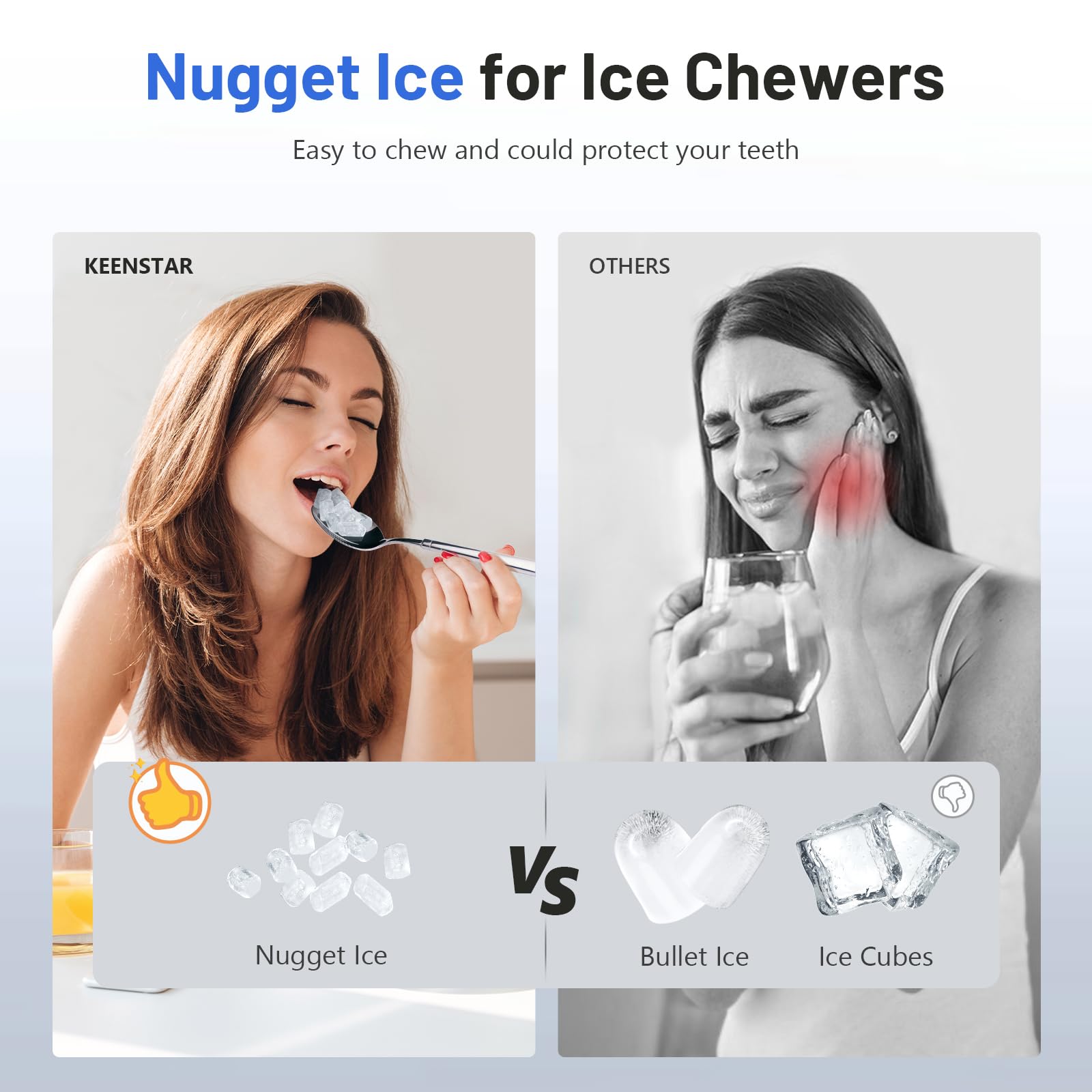 Nugget Ice Maker Countertop, 40lbs/24H, Pebble Ice Maker with Soft Chewable Ice, Self Cleaning Sonic Ice Machine, Stainless Steel w/Touch Screen, Compact Design for Home Office Bar Party- Red