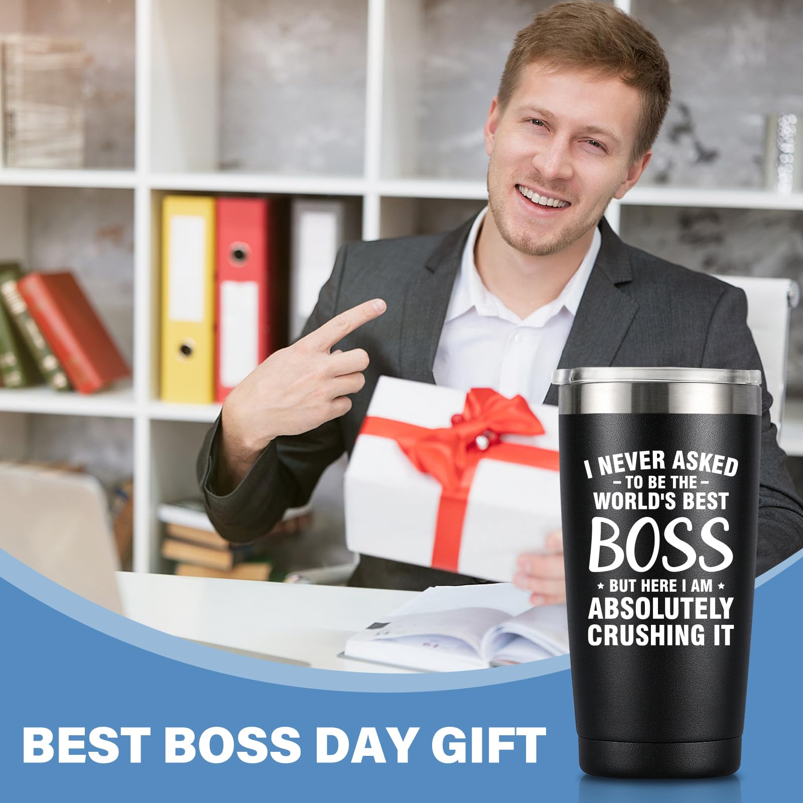 MASGALACC Boss Gifts for Men & Women - Cool World's Best Boss Day Gifts for Boss from Employees, Boss Appreciation Birthday Christmas Boss Tumbler 20oz, Black