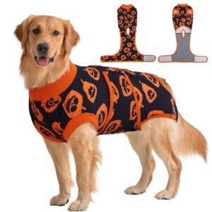 kuoser recovery suit for dogs after surgery, halloween dog surgical recovery suit for female male dogs, dog onesies for large dogs, pet surgical suit for spay neuter dog cone alternative