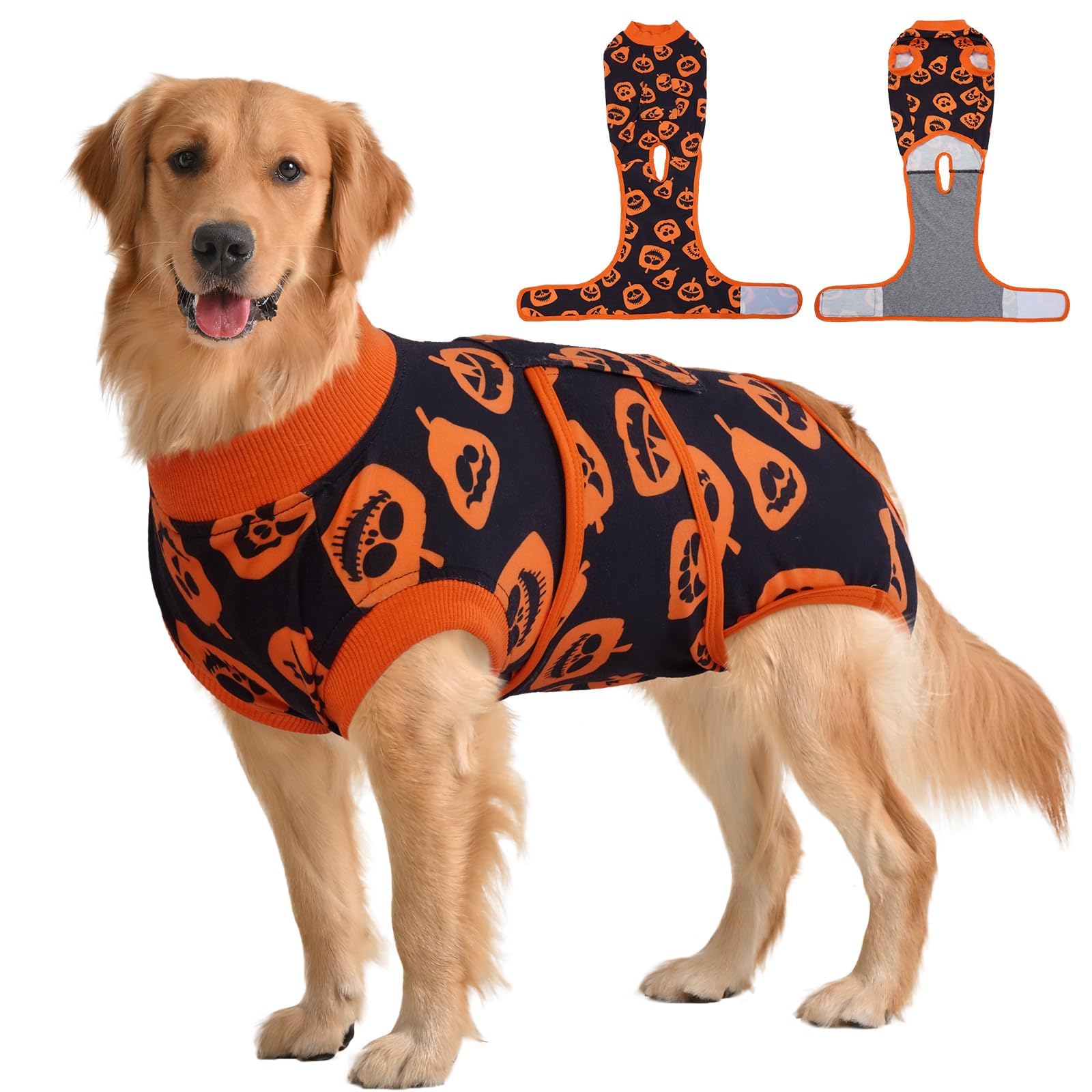 Kuoser Recovery Suit for Dogs After Surgery, Halloween Dog Surgical Recovery Suit for Female Male Dogs, Dog Onesies for Large Dogs, Pet Surgical Suit for Spay Neuter Dog Cone Alternative