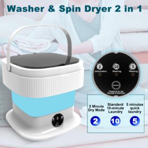 Mini Washing Machine, 12L Foldable Portable Washer and Dryer, Compact Folding Small Laundry Washer, Collapsible, Socks, Baby Clothes, Underwear, Towels, Dorm, RV, Camping Apartment, Travel (Blue)