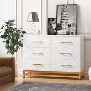 jojoka white 6 drawer dresser, wood chest of drawers for bedroom, morden dresser for closet, tv stand, living room, hallway, nursery