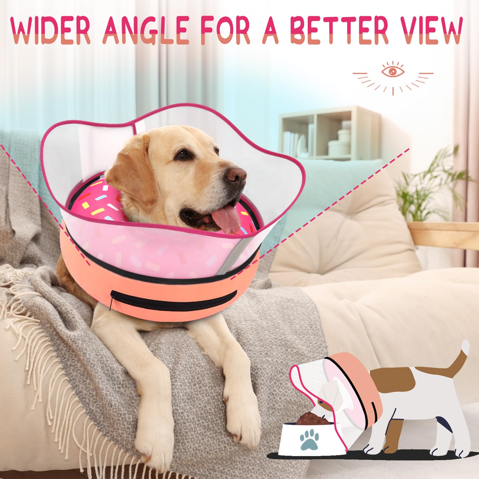 Supet Raised Inflatable Dog Cone Collar to Stop Licking, Soft Dog Cone Alternative After Surgery, Dog Neck Donut Collar for Small Medium Large Dogs