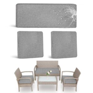 bruxolay 3 pack patio outdoor cushion covers, waterproof and fade resistant patio furniture cushion covers for 4 pack 4 seat wicker rattan patio furniture, only cover 36x18x2,18x18x2,gray