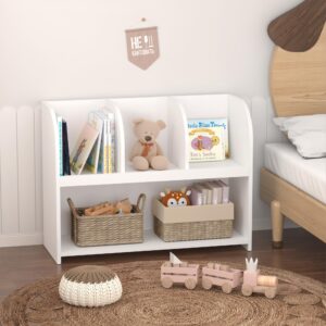 Matalde Kids Bookcase with 4 Compartments, Storage Book Shelf, Storage Display, Rack,Toy Organizer for Children's Room, Playroom, Nursery Furniture,Youth, Kids,Baby Furniture MDF White 27.78LBS