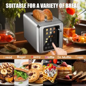 Touch screen Toaster slice, Stainless Steel Digital Timer Toaster with Sound Function, 6 Bread Types & 6 Shade Settings, Smart Extra Wide Slots Toaster with Bagel, Defrost Functions (silver, 2)