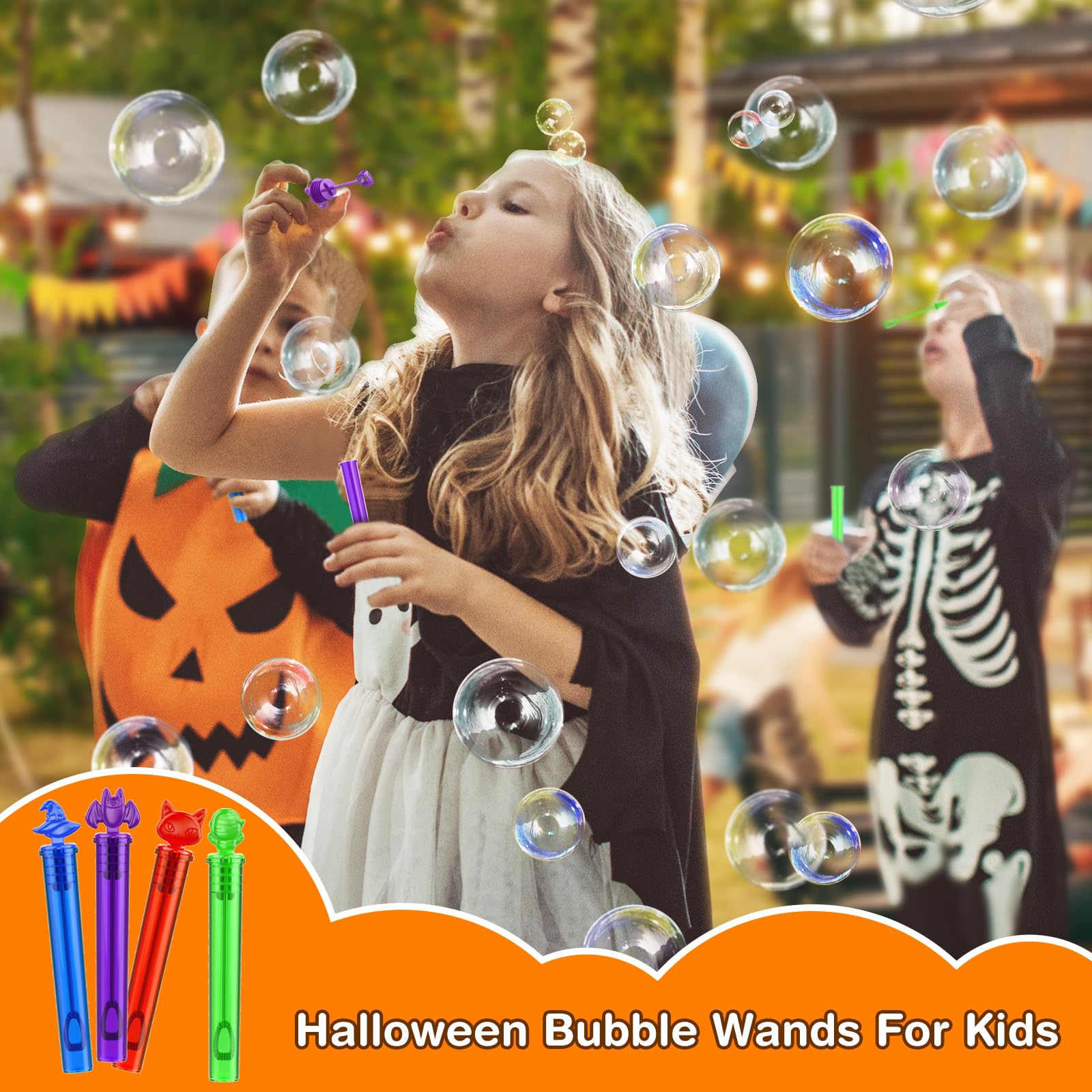 OleFun 200 Pcs Halloween Bubble Wands, Bulk Halloween Party Favors for Kids, Ideal Halloween Goodie Bag Stuffers, Treat Bags Fillers, School Classroom Prizes