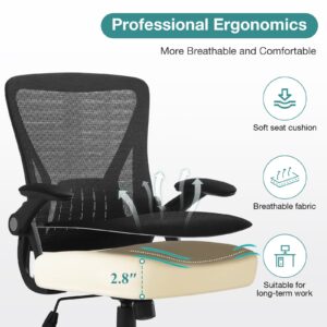 Fantasylab Ergonomic Office Desk Chair,Breathable Mesh Rolling Swivel Chair,Comfy Mid-Back Computer Chair, Sturdy and Durable Task Chair with Adjustable Flip-up Armrests for Home,Office,Bedroom