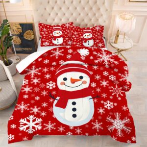 edgzko comforter set christmas snowman: twin size kids xmas bedding sets red snowflakes quilt for teens girls boys christmas decor winter snow bed set 1 comforter & 1 pillowcase