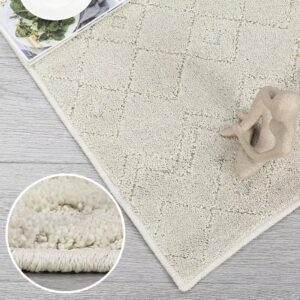 COZYLOOM Area Rug 3x5 Shag Entryway Rug Moroccan Farmhouse Area Rug Beige Rug Nursery Decor Non-Slip Boho Textured Rug Non-Shedding Low Pile Area Rug for Living Room Bedroom Dining Room Home Office