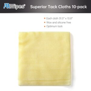 AAwipes Tack Cloth for Woodworking, Painting (Light Yellow, 18"x36", 10 Pcs) Sticky, Anti-Static Tack Rags for Automotive, Sanding, Cleaning, Dusting, Staining, Wax and Silicone Free (T0943)