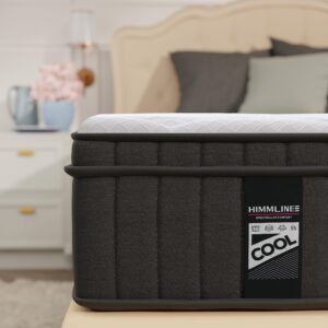 HIMMLINE King Mattress, 14 Inch Hybrid Mattress, Gel Memory Foam and Pocket Spring King Bed Mattress in a Box, Medium Feel, Cooler Sleep & Pressure Relief, 76”*80”, 120 Nights Risk-Free Trial