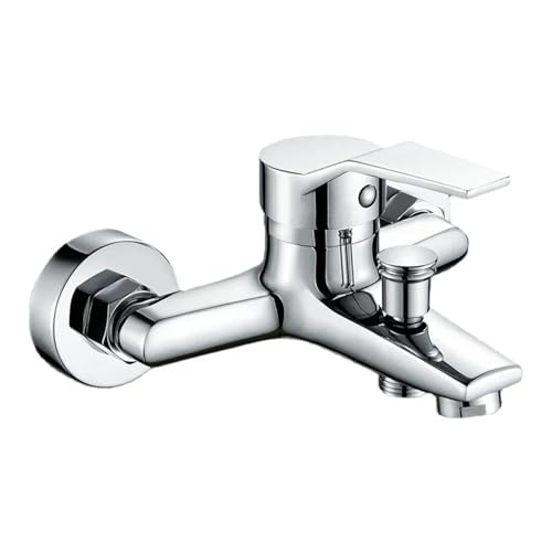 Zinc Alloy Basin Faucets Chrome Wall Mounted Hot Cold Water Dual Spout Mixer Tap for Bathroom Splitter Bath Shower Basin(Shower Base)