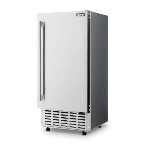 Newair 15" Undercounter Nugget Ice Maker, Pebble Ice Maker Producing 66 lbs. Daily, Built-in or Freestanding in Stainless Steel, Sonic Ice Makers for Home, Bar, Restaurant