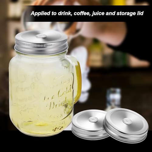 8PCS Metal Regular Mouth Mason Canning Jar Lids with Straw Hole Metal Drinking Lid Decorative Mason Jar Caps Reusable Stainless Steel Wide Mouth Mason Jar Lids for Drinking Food Storage