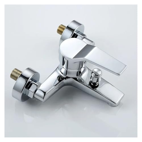 Zinc Alloy Basin Faucets Chrome Wall Mounted Hot Cold Water Dual Spout Mixer Tap for Bathroom Splitter Bath Shower Basin(Shower Base)