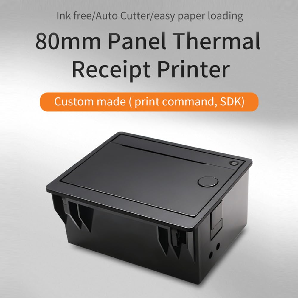 HXBER Thermal Printer, 80mm Embedded Thermal Printer Module with TTL+RS232+USB Connections Supports ESC/POS Commands 72mm Printing Width 180mm/s Speed Auto Paper Cutter Compatible with Windows Linux