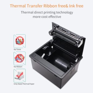 HXBER Thermal Printer, 80mm Embedded Thermal Printer Module with TTL+RS232+USB Connections Supports ESC/POS Commands 72mm Printing Width 180mm/s Speed Auto Paper Cutter Compatible with Windows Linux