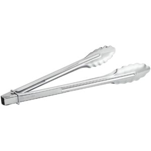 ocs pro series 12" stainless steel tongs | all purpose kitchen utensil metal tongs for home and commercial kitchen, cooking, food, serving, ice, salad, grilling, and more