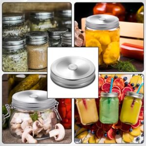 8PCS Metal Regular Mouth Mason Canning Jar Lids with Straw Hole Metal Drinking Lid Decorative Mason Jar Caps Reusable Stainless Steel Wide Mouth Mason Jar Lids for Drinking Food Storage