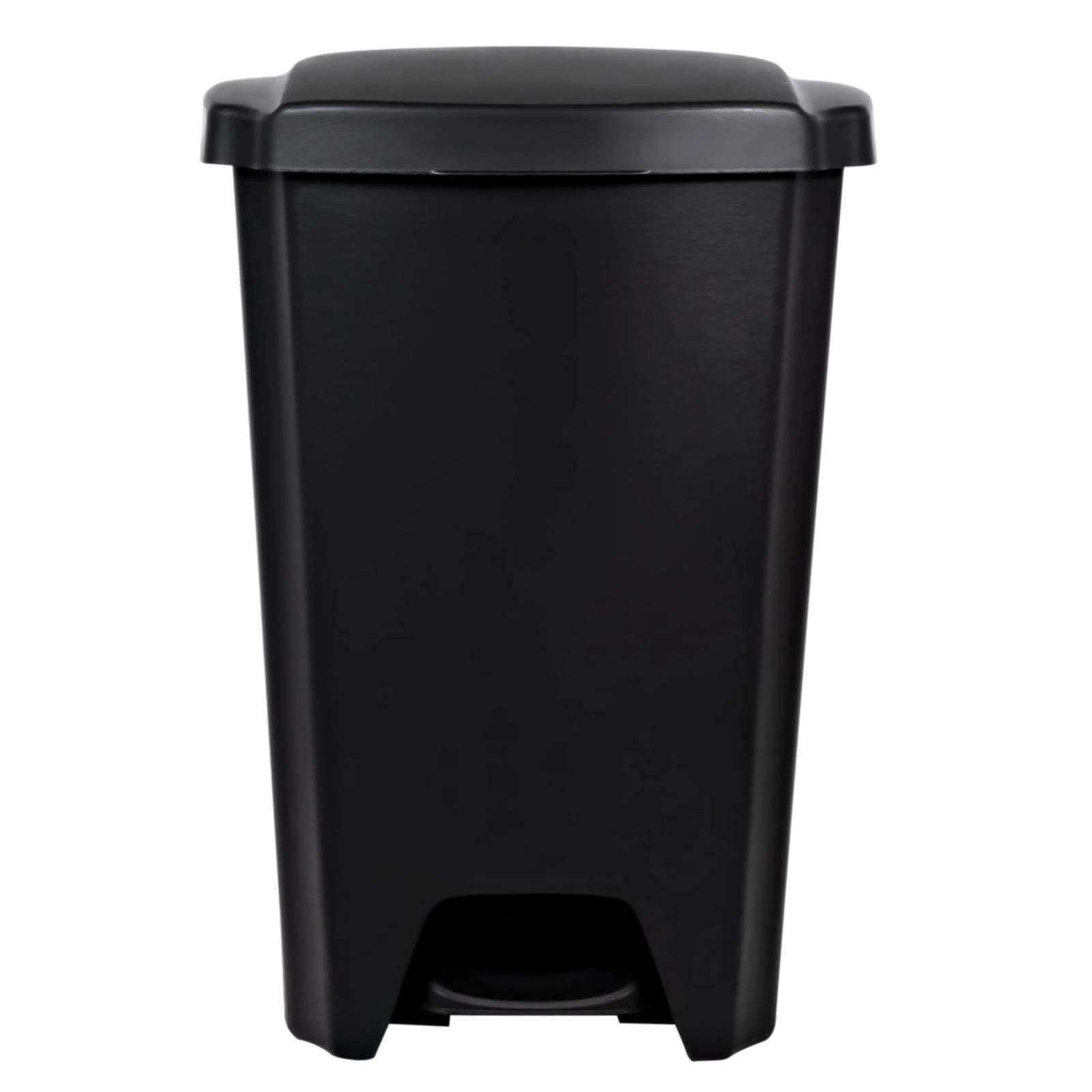 10l Trash Can Step-On Trash Can with Lid Plastic Kitchen Waste Bin Odor Protection Hands Free with Garbage Bag Rings (D)