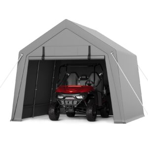 GarveeLife 6' x 8' Outdoor Portable Shed, Shelter Logic with Roll-up Zipper Door, Heavy Duty Waterproof Tarp, Storage Tent for Motorcycle, Bike, Firewood, Garden Tools