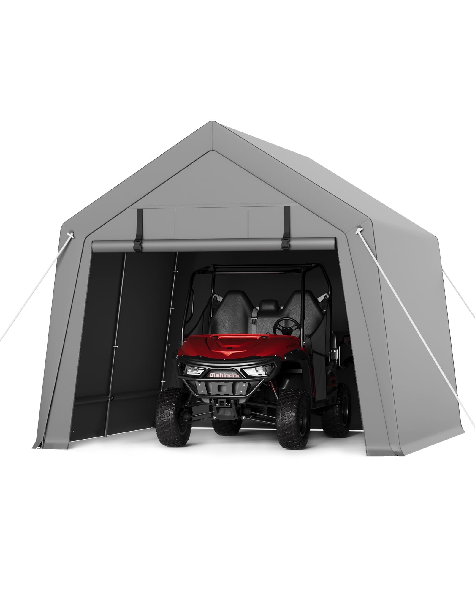 GarveeLife 6' x 8' Outdoor Portable Shed, Shelter Logic with Roll-up Zipper Door, Heavy Duty Waterproof Tarp, Storage Tent for Motorcycle, Bike, Firewood, Garden Tools